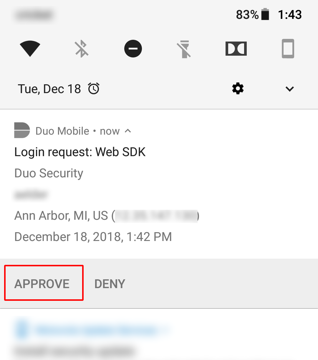 How do I approve a Duo Push from the Android lock screen?