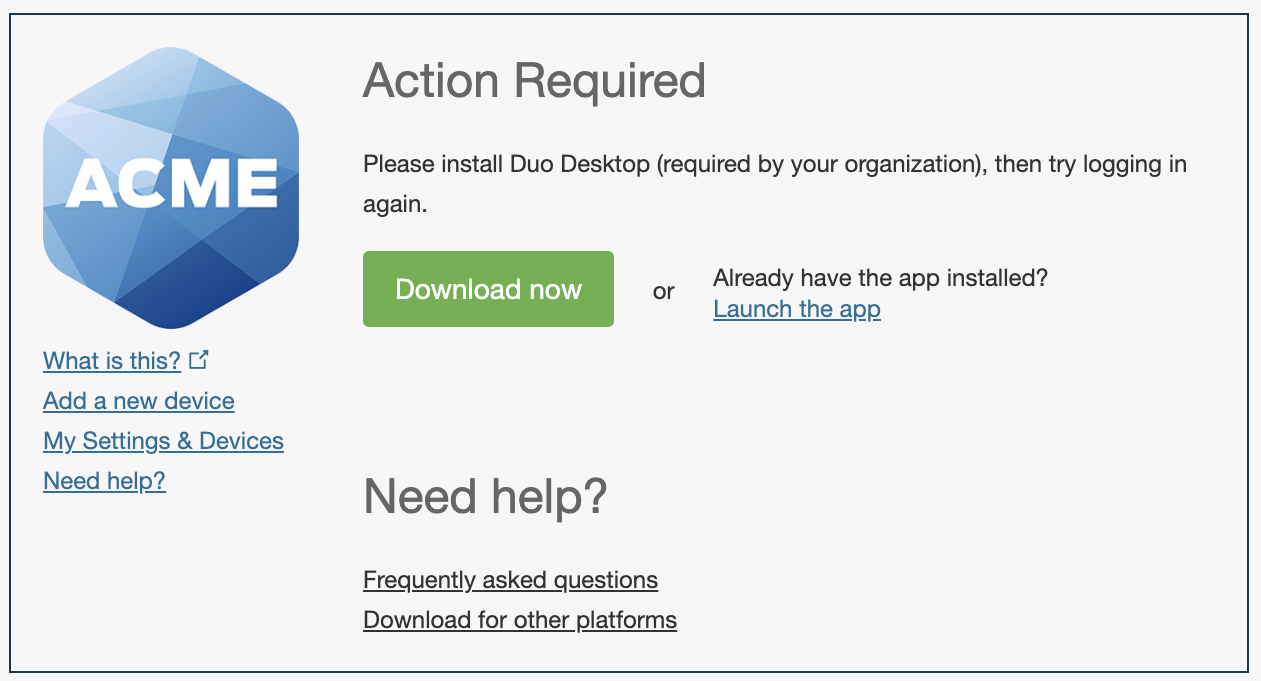 Guide to the Duo Desktop installation and enrollment experience