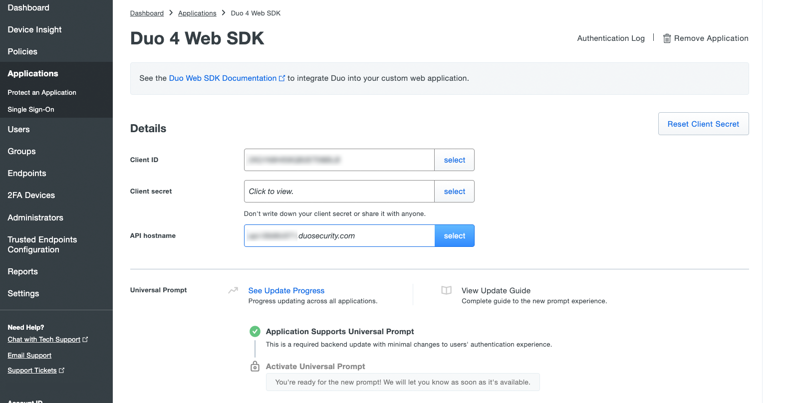 Guide to reading the Universal Prompt Update Progress report in the Duo ...
