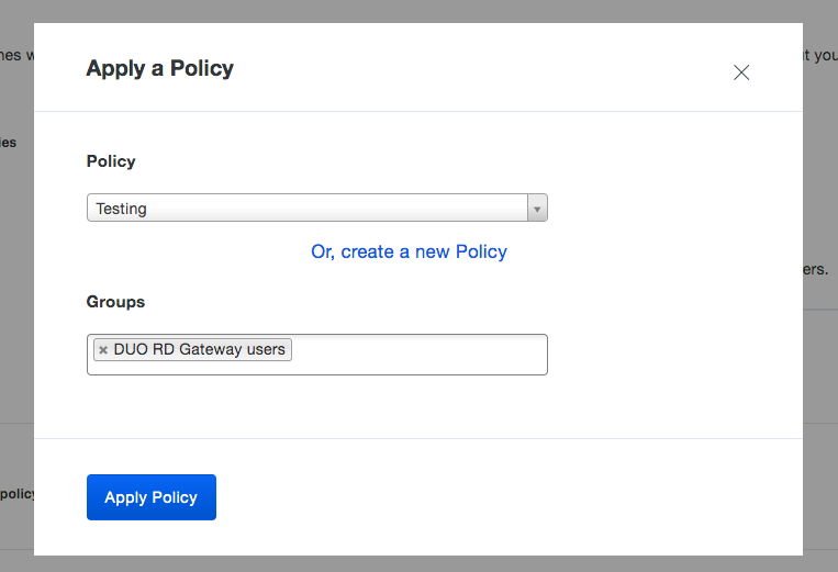 How do I apply a custom group policy to additional Duo user groups?