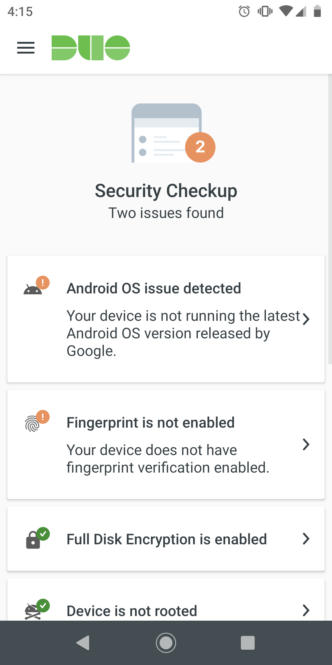 Guide to Security Checkup feature in Duo Mobile