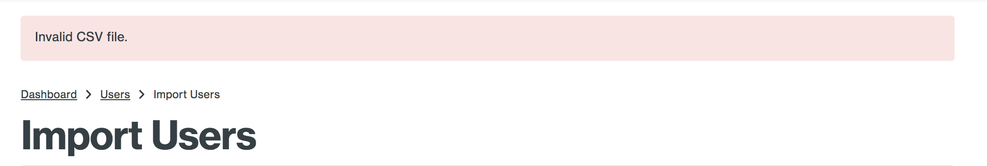 How do I resolve the errors "Invalid CSV file" or "the "username" field is required" when ...