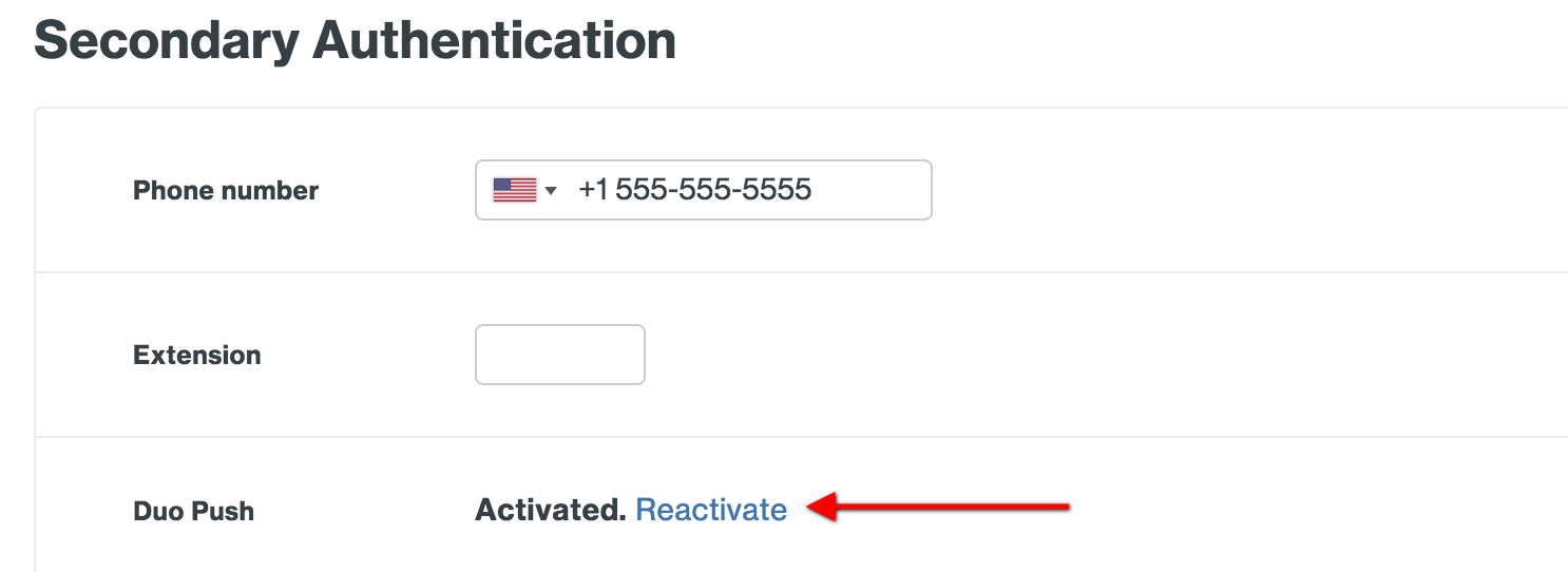 How does an administrator reactivate Duo Push authentication for their ...