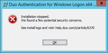 Why did the Duo Authentication for Windows Logon Installer exit with ...