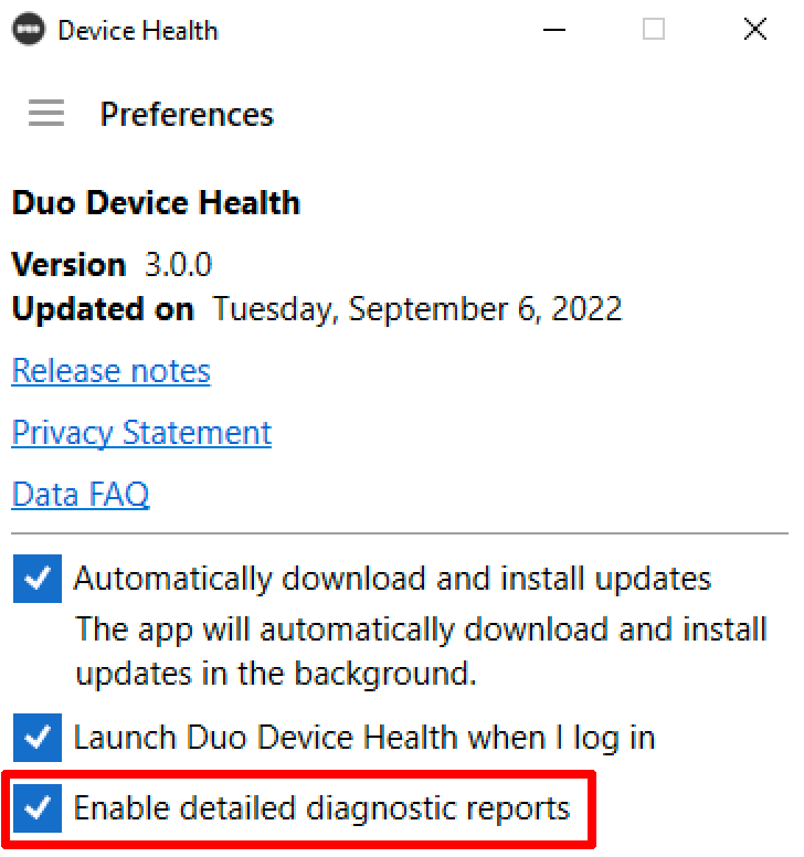 How do I enable and view debug logs for the Duo Device Health application?