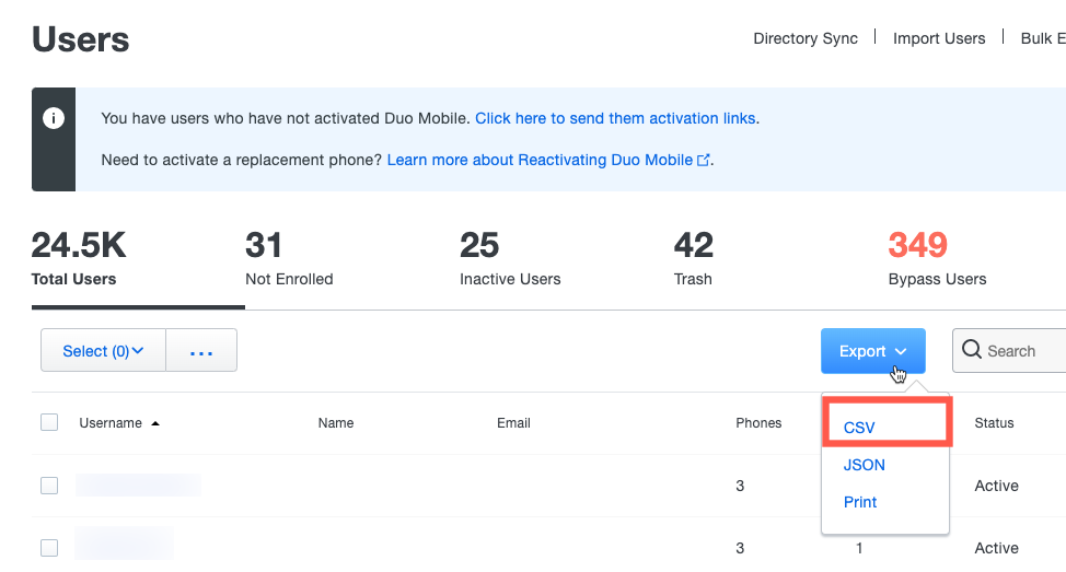 How do I move users from one Duo account to another?