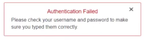 How do I resolve the error "Please check your username and password to ...