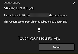 Why do I see a “Making sure it's you” pop-up when using a security key ...
