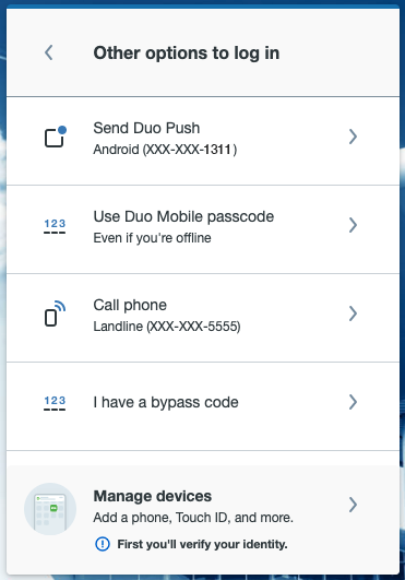 How can I select a different authentication device or 2FA method in the ...