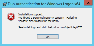 Why did the Duo Authentication for Windows Logon Installer exit with ...