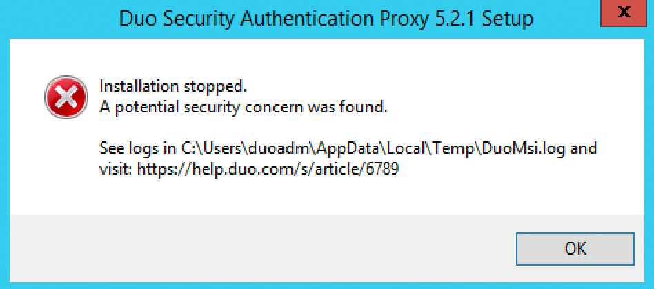 Why did the Duo Authentication Proxy Windows installer exit with the ...