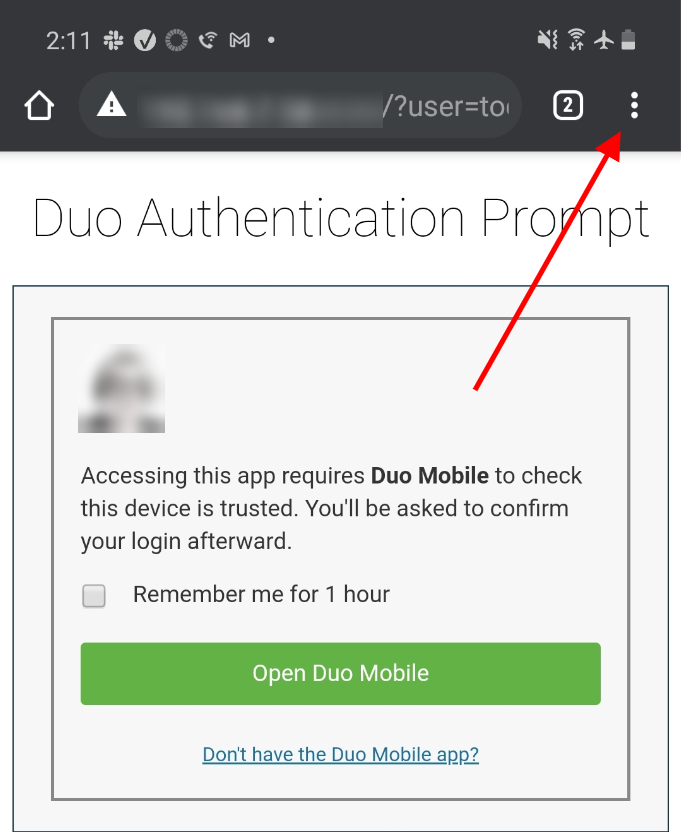 How do I resolve the error "Couldn't Connect to the Duo Mobile App ...
