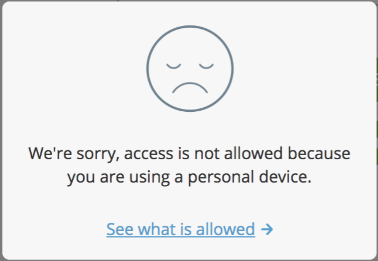 Why do I see an error in the Duo Prompt that says I'm on a personal ...