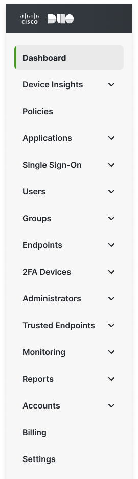 Guide to Duo Admin Panel navigation changes