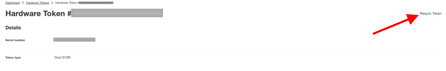 How do I resync a hardware token in the Duo Admin Panel?