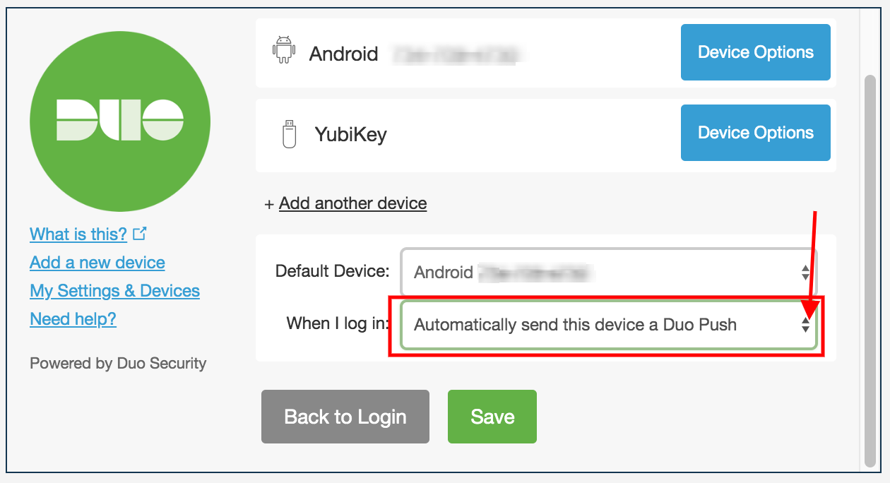 Where can I change my device's default authentication method?
