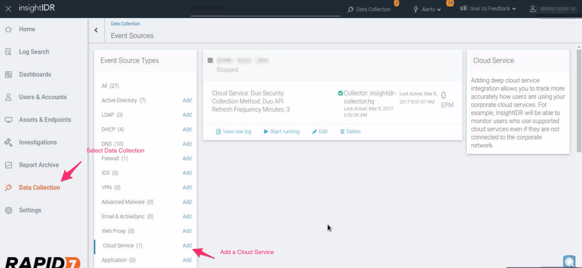Can I configure Rapid7 InsightIDR to pull information from Duo using Admin API?