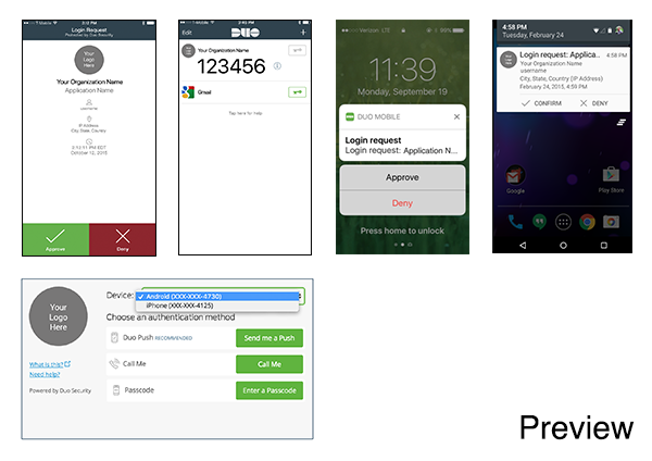 Duo Mobile and Duo Prompt templates